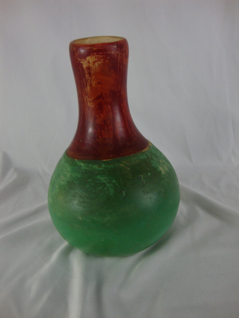 1930's Weller Pottery Primitive Style Green/Red Vase Water Jug ...