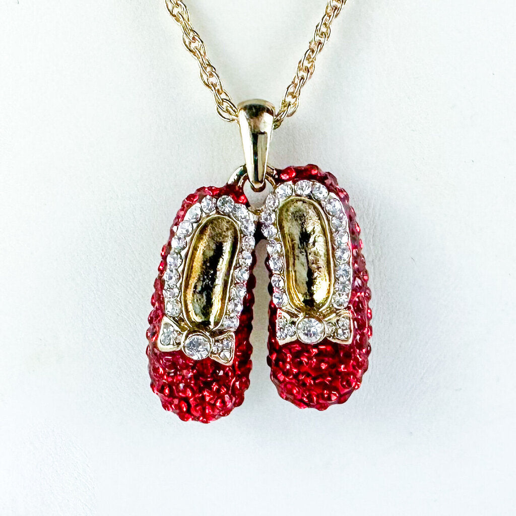 1970s Romanov Gifts Ruby Slippers Pendant Faberge Chain Necklace ...