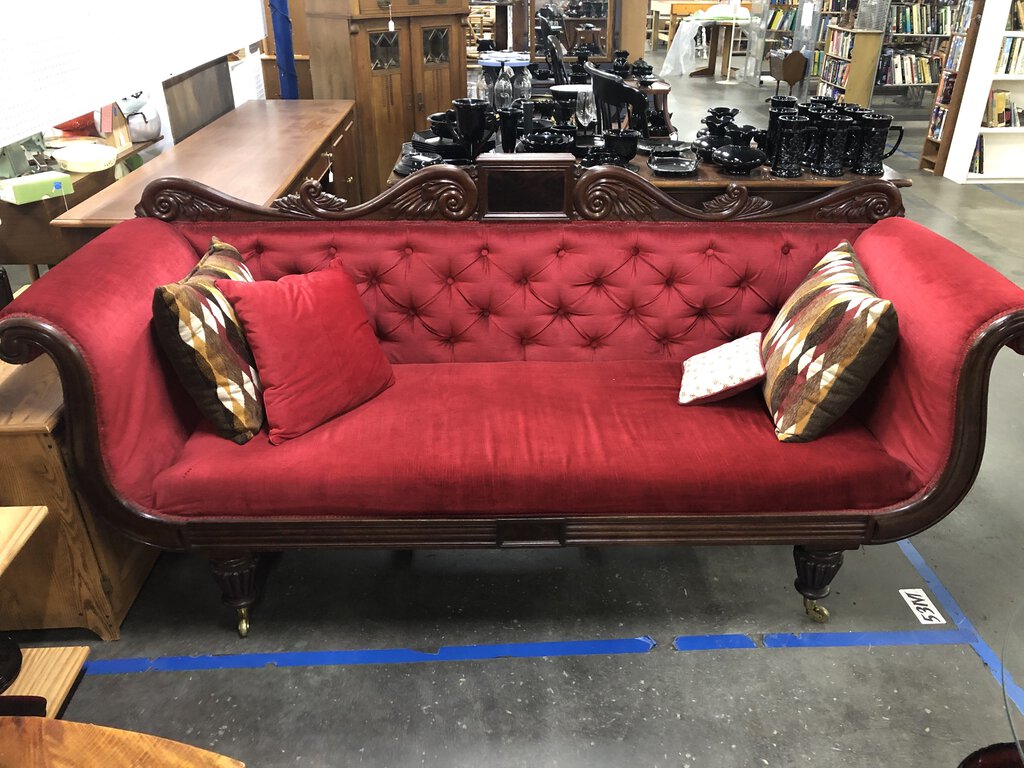 Antique (Early 1800's) English Regency Red Velvet Settee *Local Pickup ...