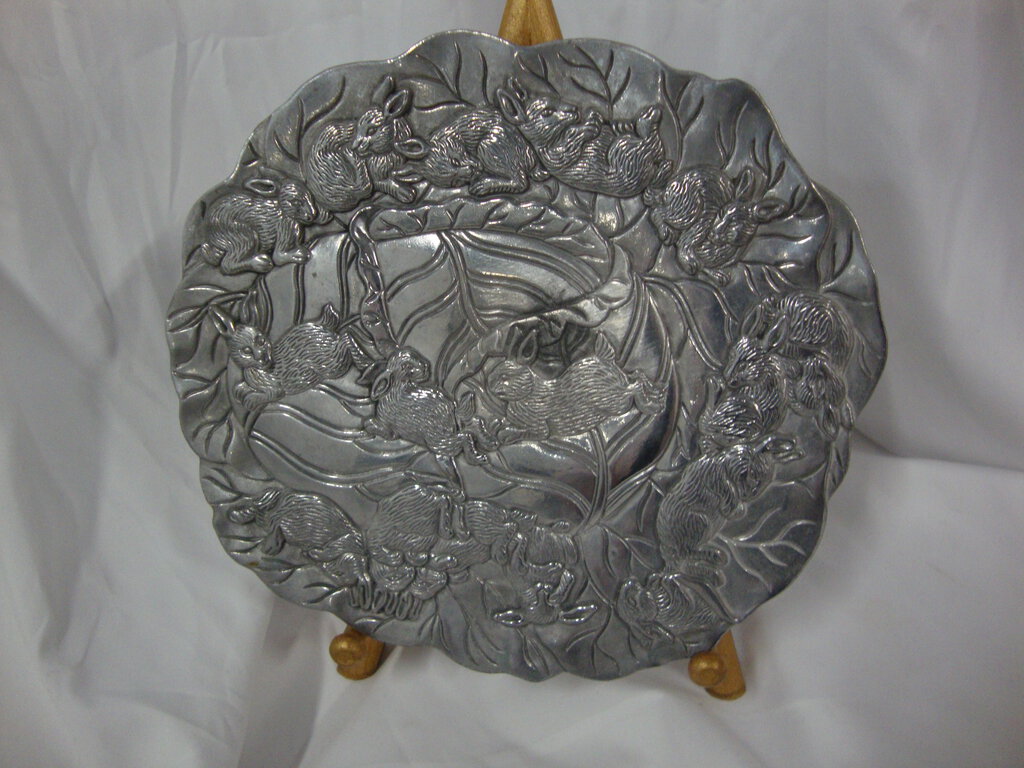 1990 Arthur Court Bunnies on Cabbage Leaf Trivet Wall Hanging ...