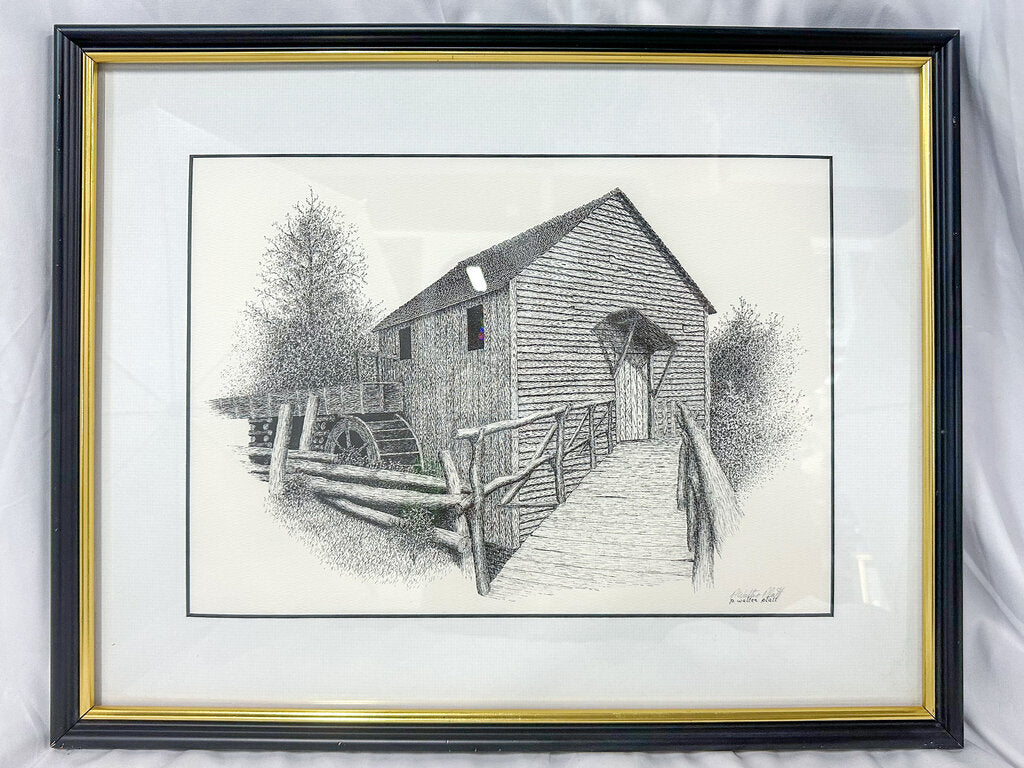 "Mill Illustration" by P. Walter Platt, 2001, Framed, Signed ...